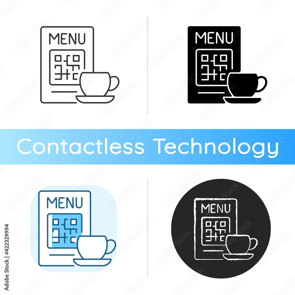 Vetor do Stock: QR menu icon. Contactless menus feature QR codes that ...