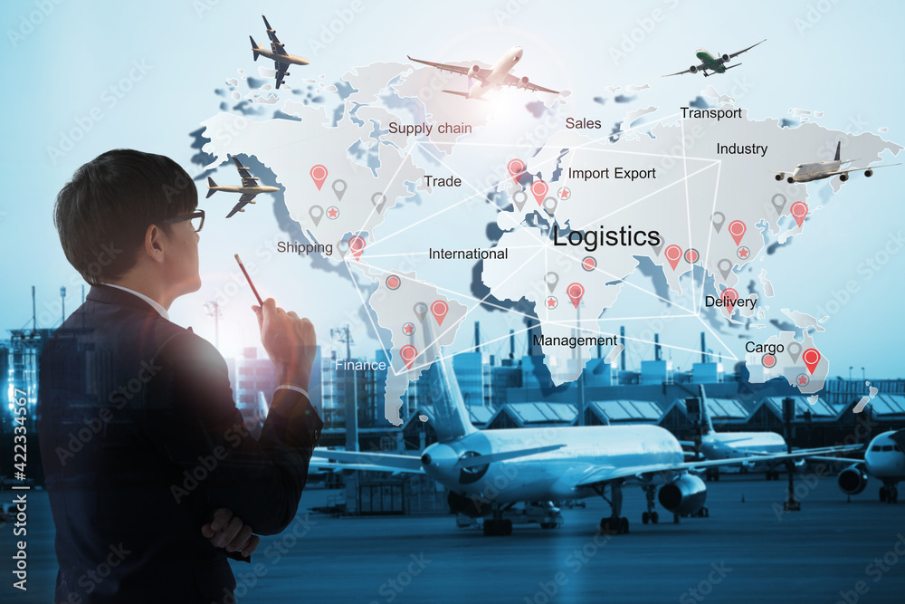 The world logistics , there are world map with logistic network ...