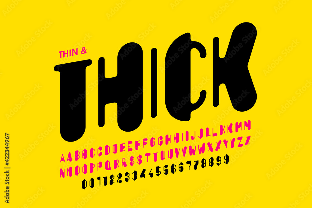 Thick and thin styles font combined together, typography design ...