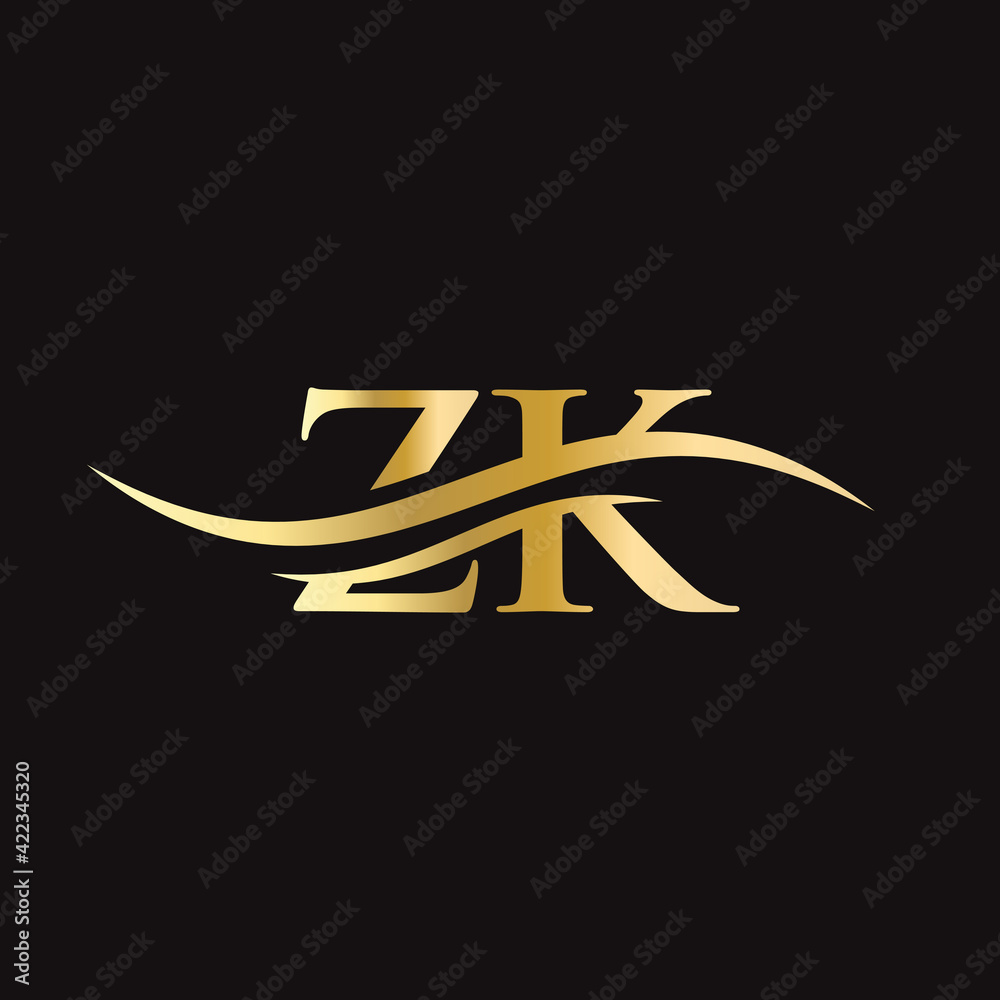 Creative ZK letter with luxury concept. Modern ZK Logo Design for ...