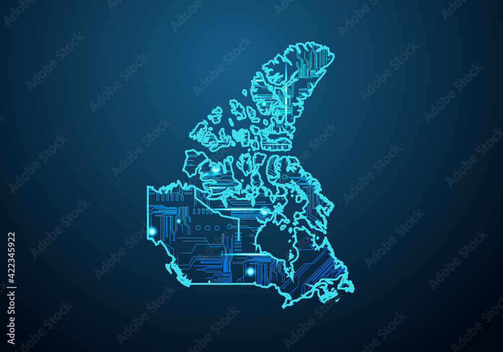 Abstract futuristic map of canada.Circuit Board Design Electric of the ...