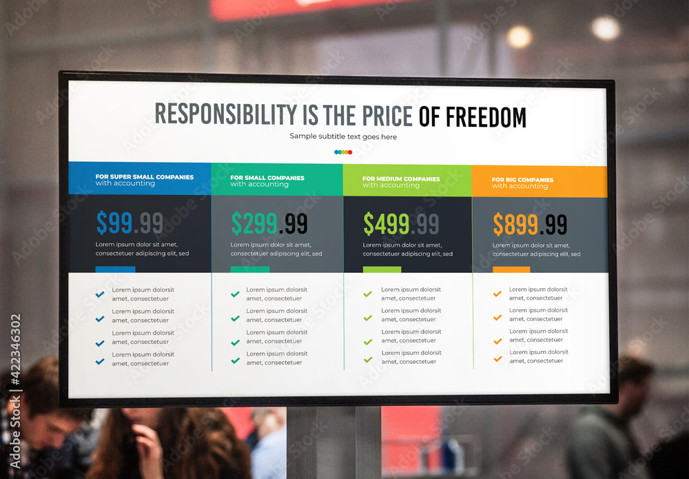 Price Comparison with Product Feature Options Stock Template | Adobe Stock