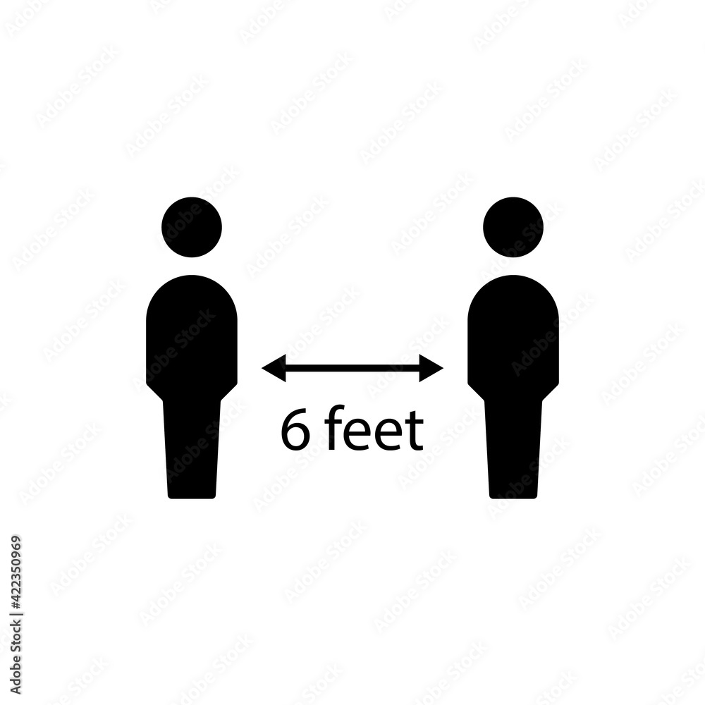 6 feet apart distance icon. Clipart image isolated on white background ...