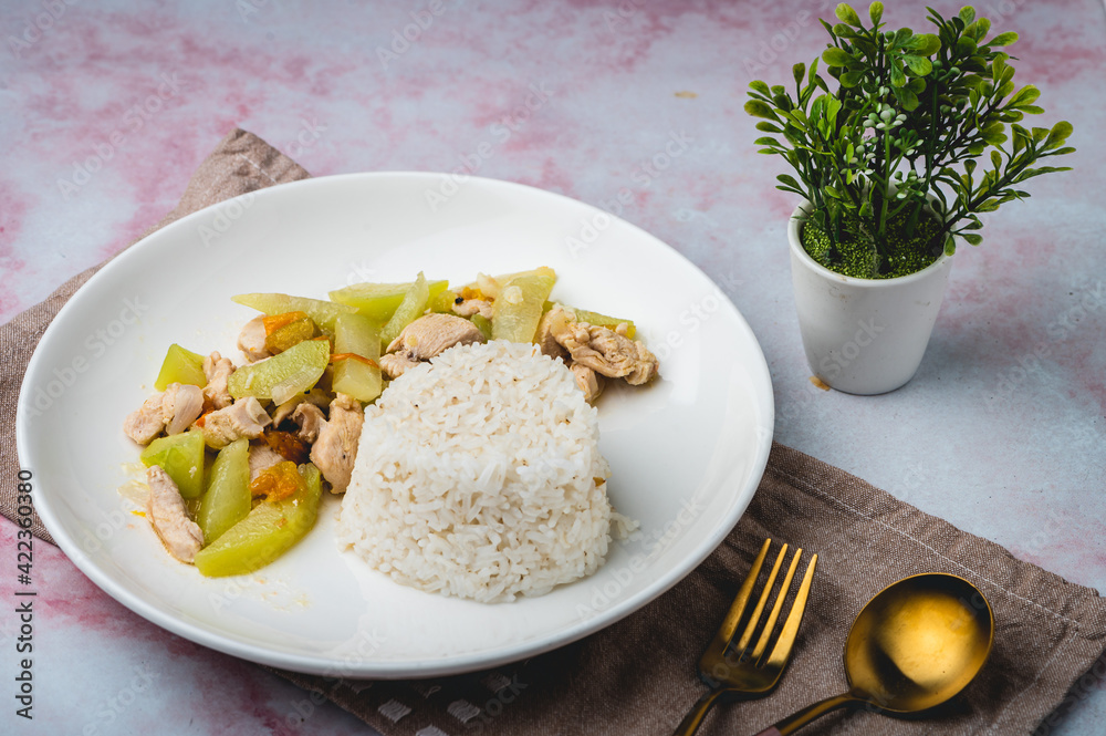 Ginisang Sayote- Sauteed Chayote with Chicken and Rice- a simple but ...