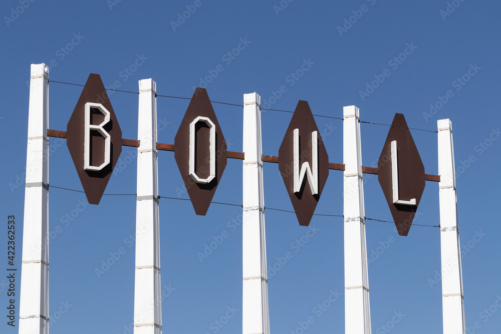 Bowling alley sign from the 60s. People used to bowl in real life ...