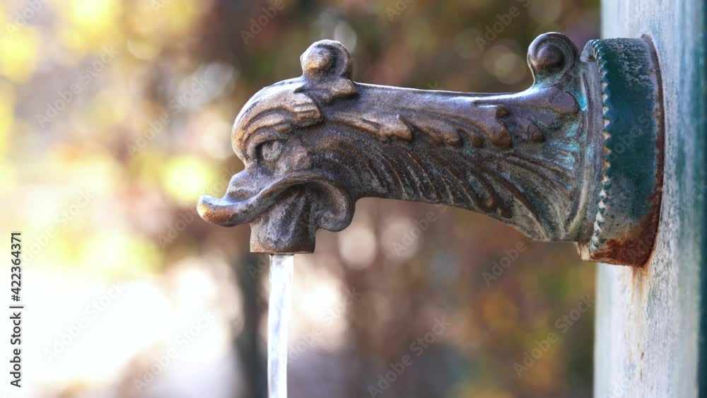 Europe, Italy , Milan Dragon-shaped drinking water fountain, symbol of ...