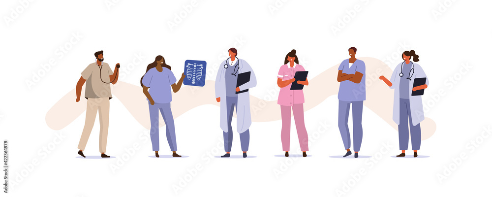 Vetor de Diverse Medical Staff Portraits. Smiling Male and Female ...