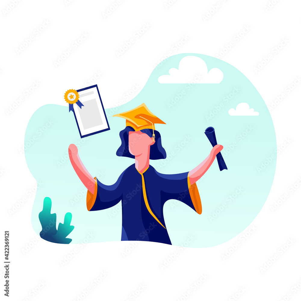 Earn your Degree Vector Illustration concept. Flat illustration ...
