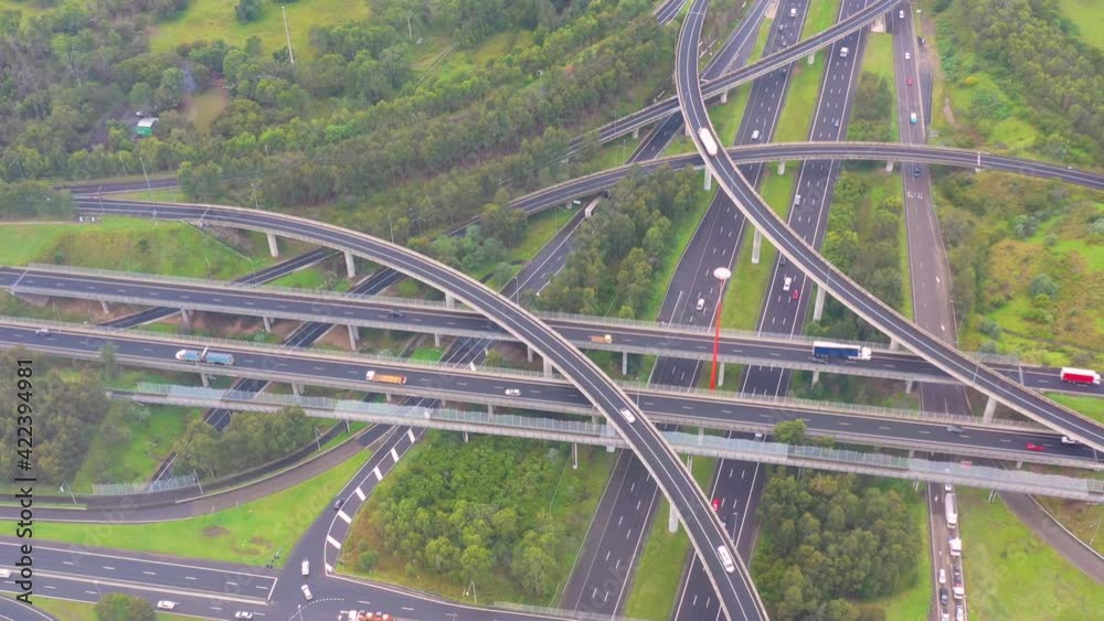 Aerial view of the Light Horse Interchange, the largest motorway ...