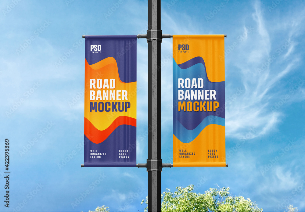 Street Pole Banner Mockup Stock Adobe Stock