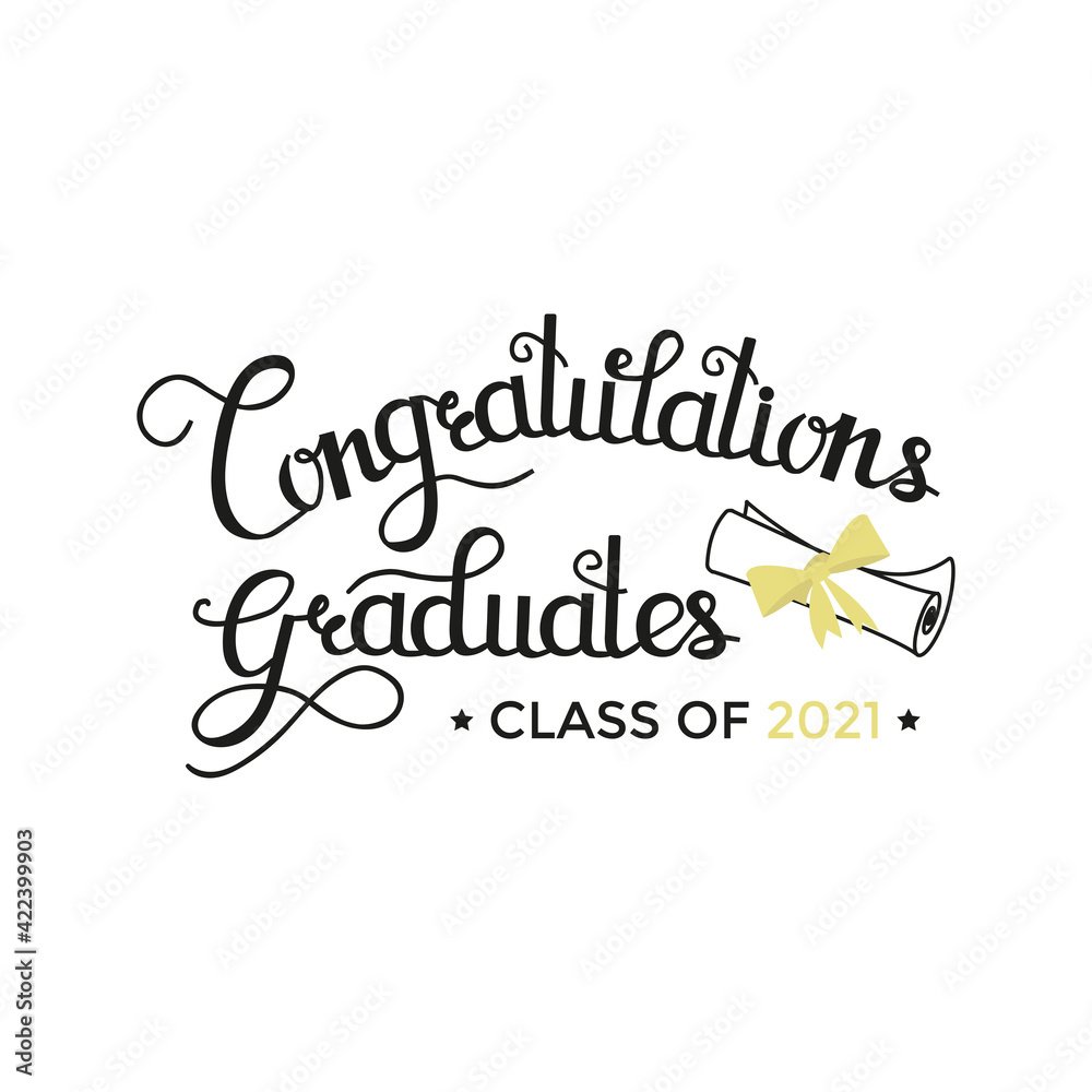 Congratulations graduates greeting card with lettering and diploma ...