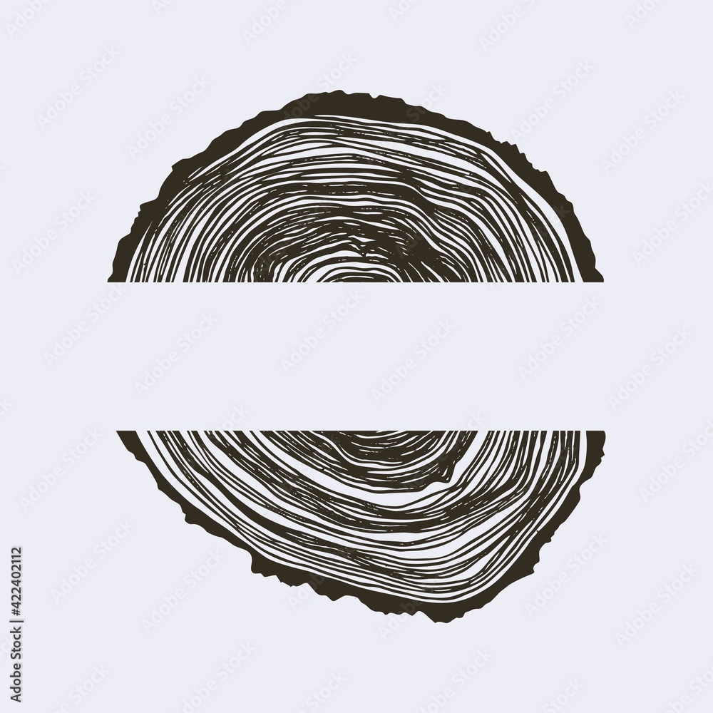Wooden cross section. Vector wood texture wavy ring pattern of a slice ...