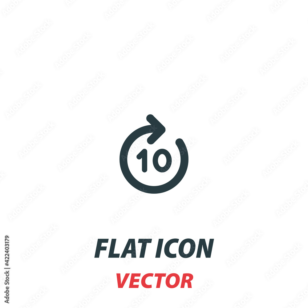 Forward 10 icon in a flat style. Vector illustration pictogram on white ...