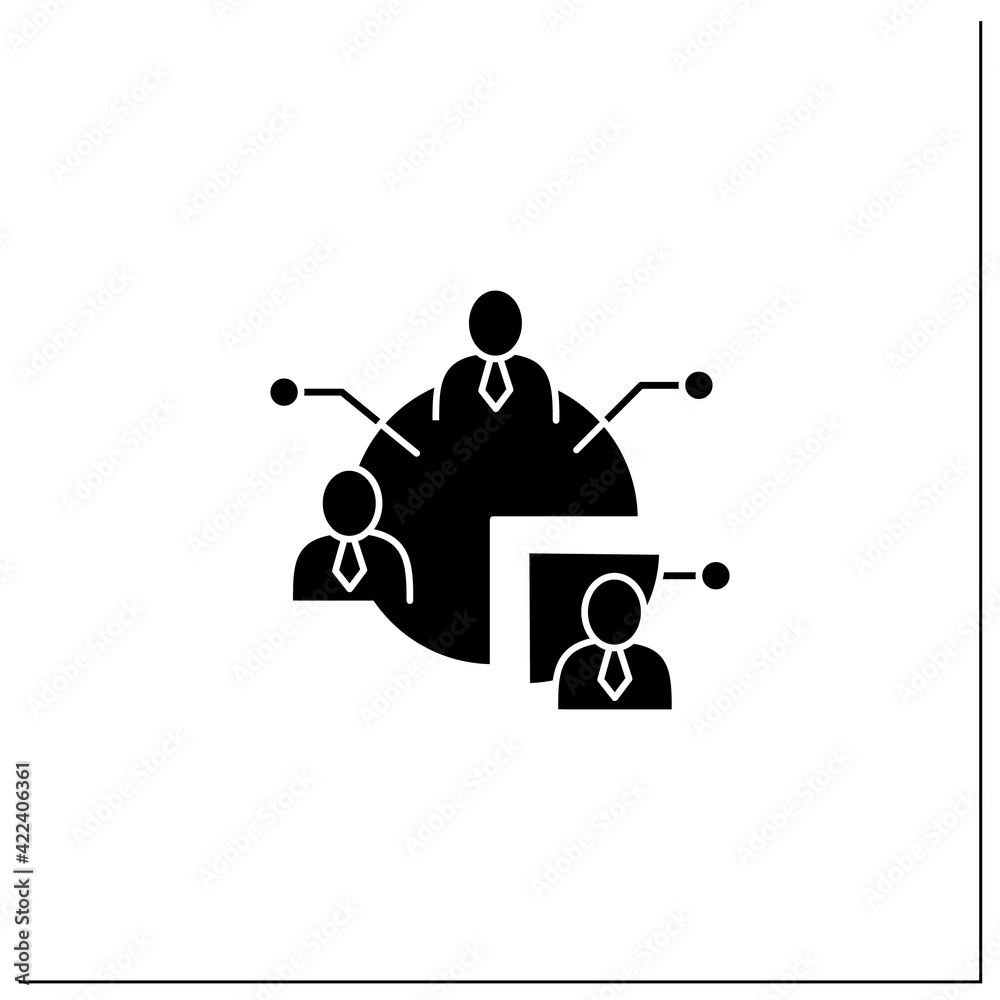 Audience segments glyph icon.Process of dividing audience into people ...
