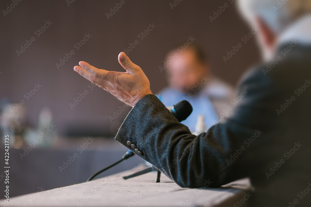people debating at business presentation Stock Photo | Adobe Stock