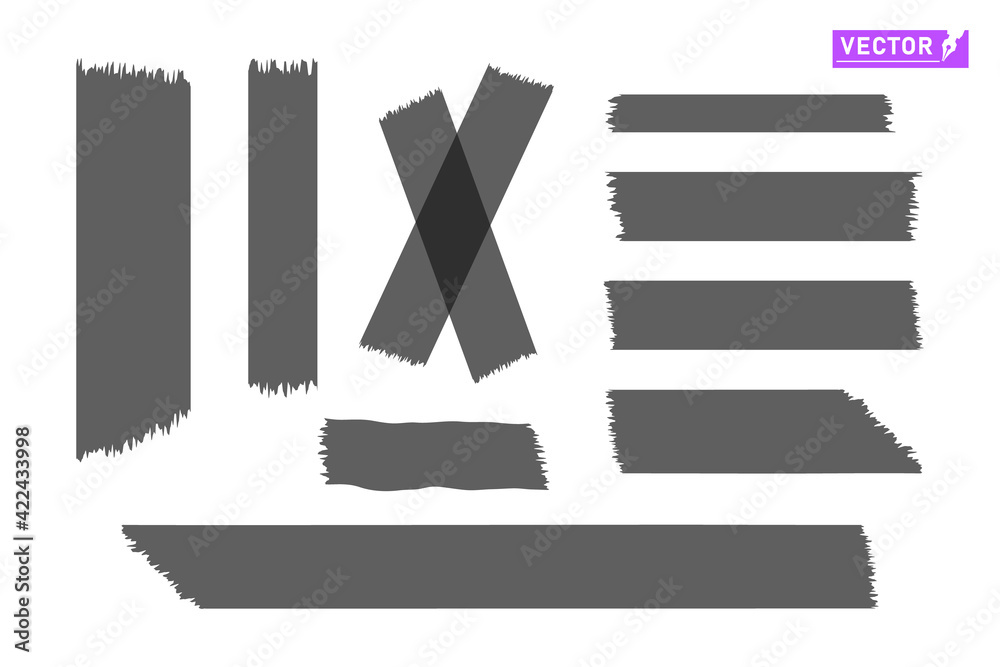 Sticky dark torn tape. Sticky strips for the office. Objects on an ...