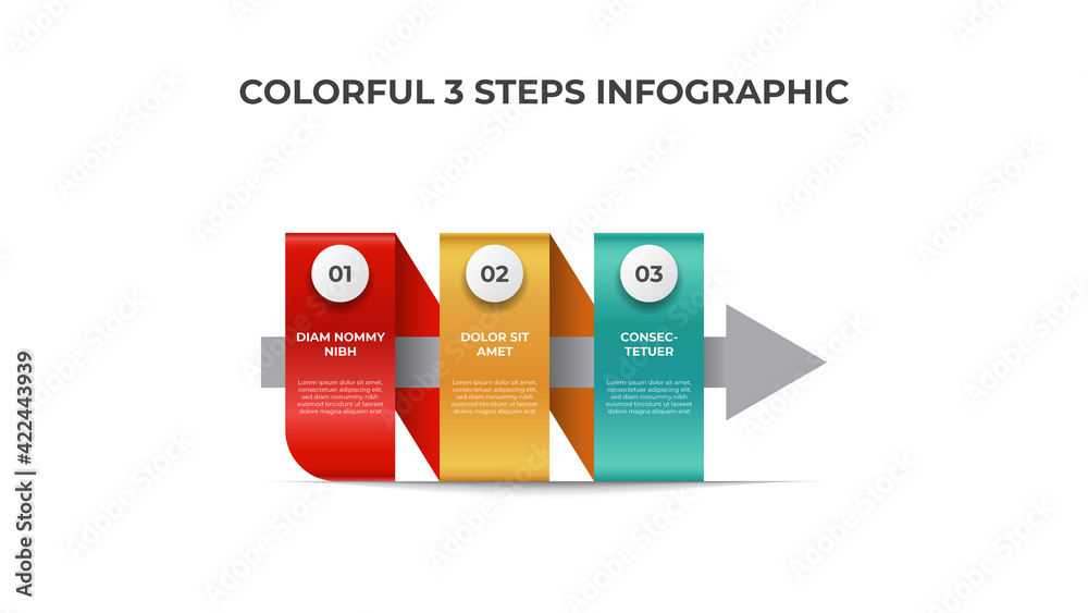 Colorful infographic element template with 3 points of steps, list ...