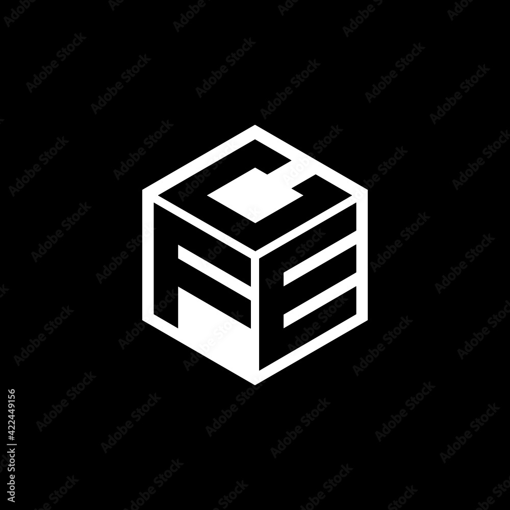 FEC letter logo design with black background in illustrator, cube logo ...