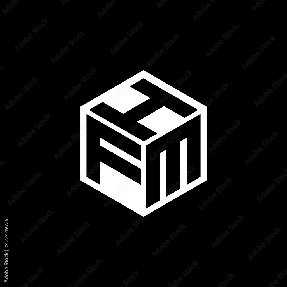 FMH letter logo design with black background in illustrator, cube logo ...