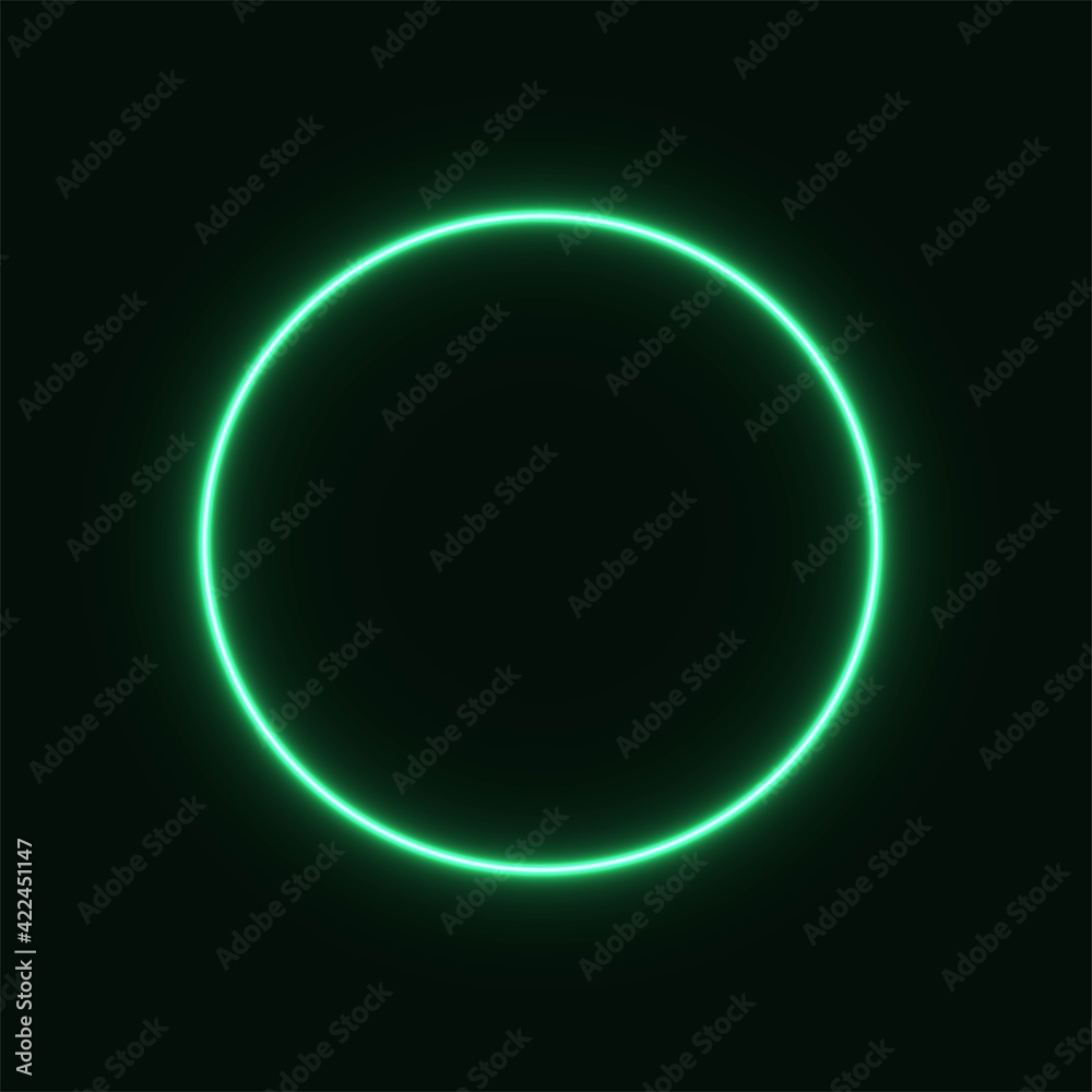 green abstract neon circle glowing in the dark. design element for ...