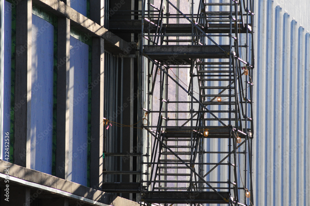 Scaffolding at construction site of new building Stock Photo | Adobe Stock