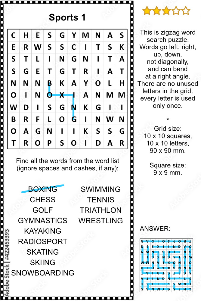 Sports Word Search Puzzles For Adults