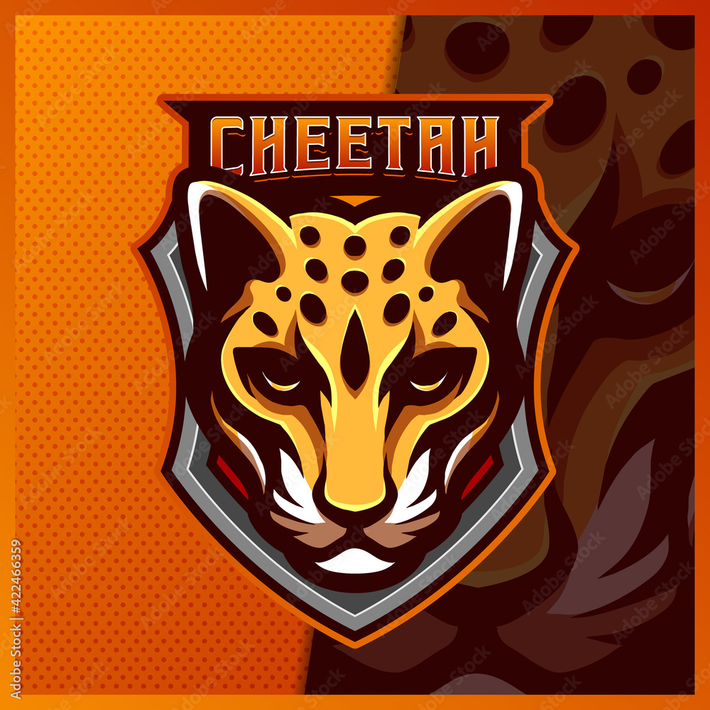 Cheetah mascot esport logo design illustrations vector template ...