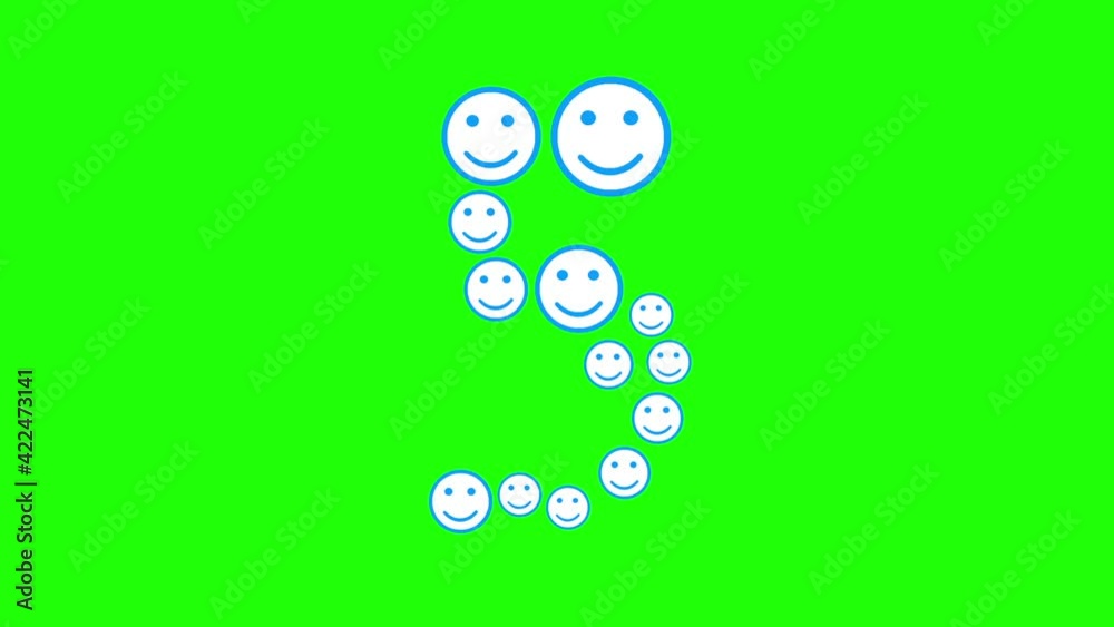 numbers, 1, 2, 3, 4, 5,6,7,8.9,10 gradually emerge from the smiley ...