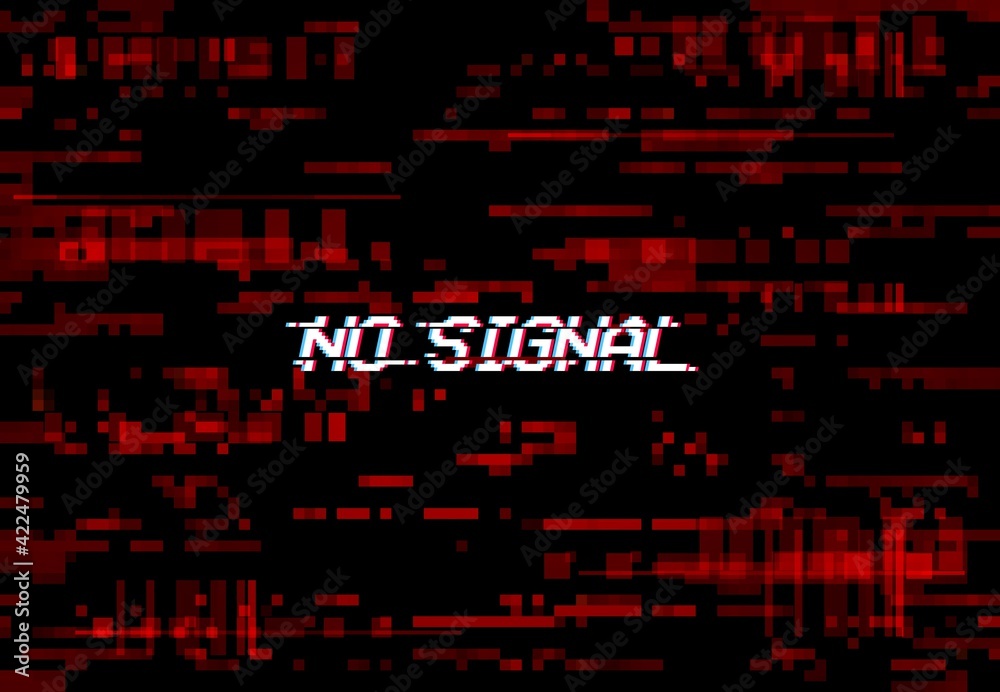 Glitch screen no signal TV noise, VHS or digital pixels on vector ...