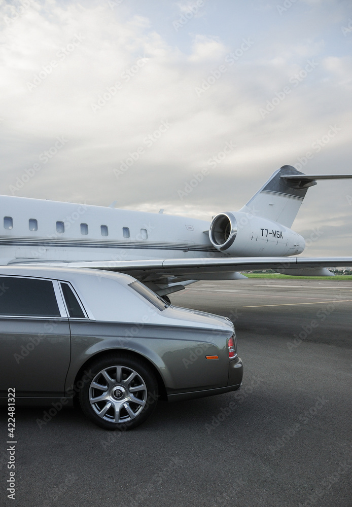 Private Jet And Rolls Royce