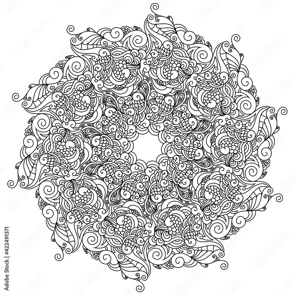 Zentangle inspired oriental mandala coloring page. Coloring book ...