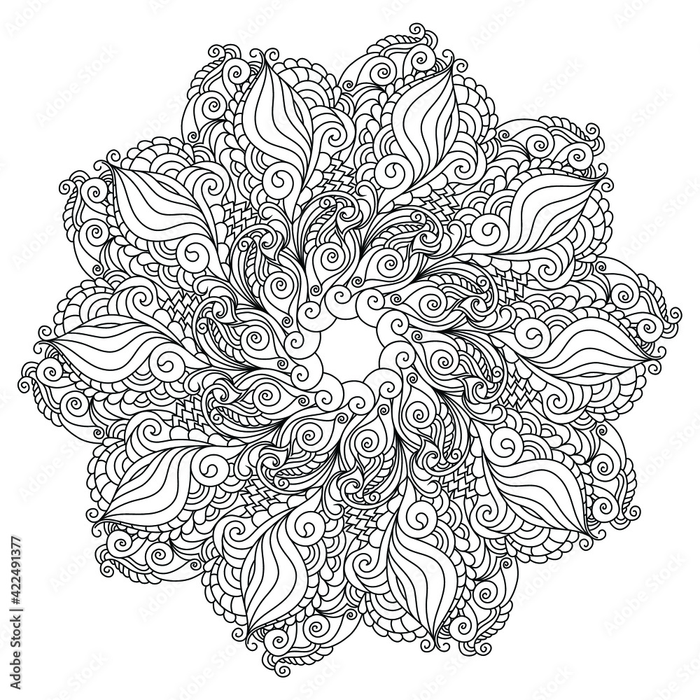 Zentangle inspired oriental mandala coloring page. Coloring book ...
