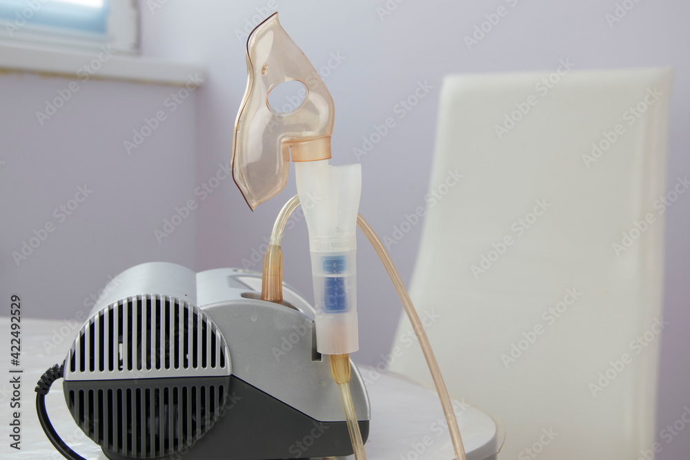 Poster Medical equipment for inhalation with respiratory mask ...