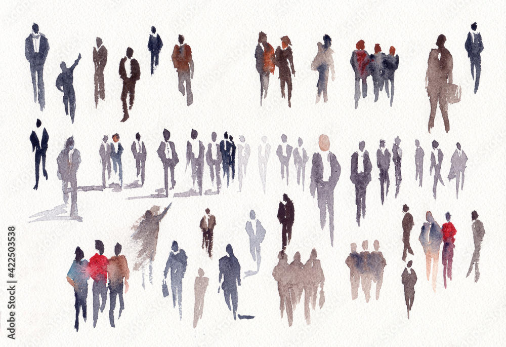 Set of abstract people in watercolor illustration sketch drawing Stock ...