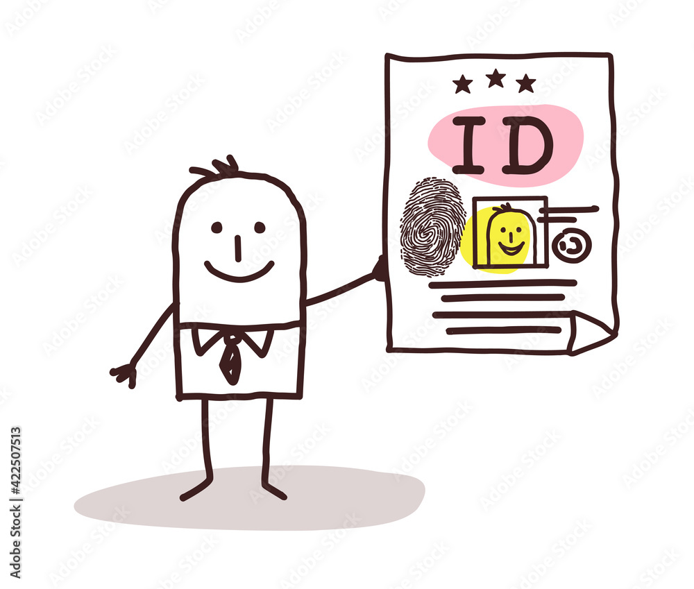 Cartoon smiling man showing a Valid Identity Card vector de Stock ...