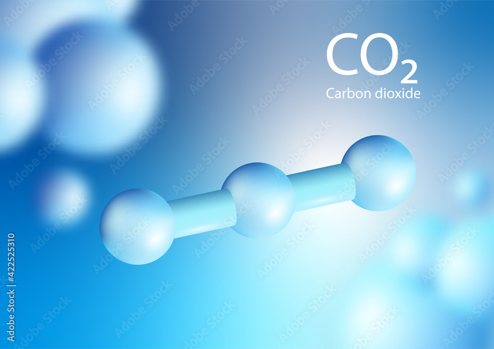 Blue 3D shape of Carbon dioxide is produced during the processes of ...