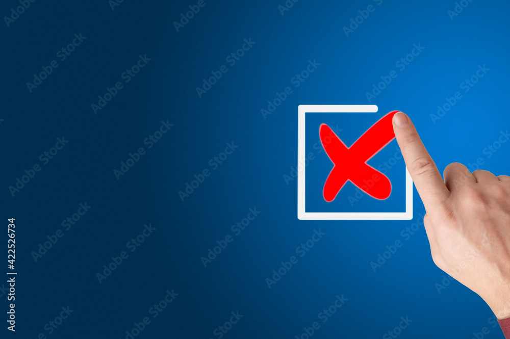 Checklist concept, Businessman checking mark on the check boxes with ...