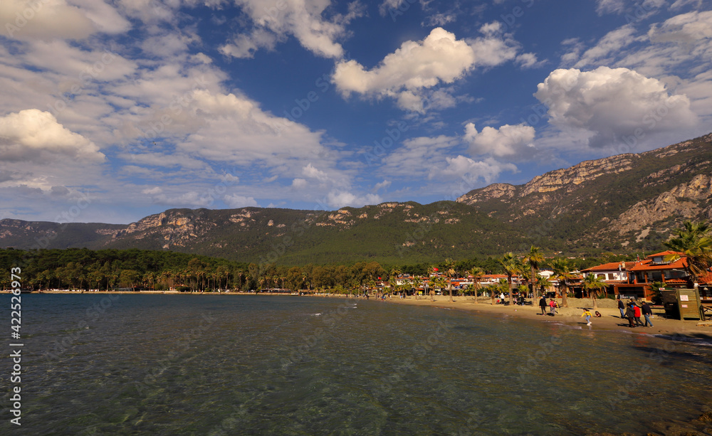 Mugla - Akyaka beach of Turkey's most beautiful holiday spots Stock ...