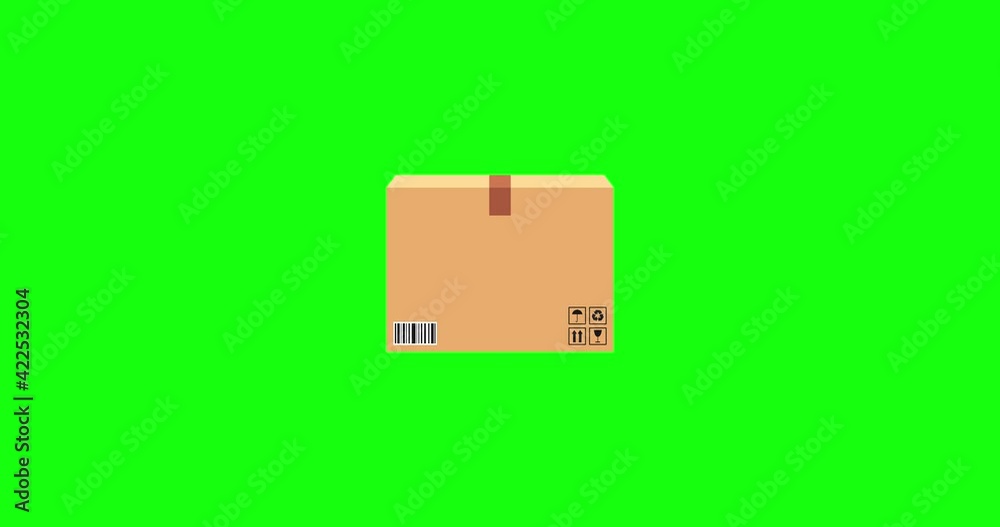 2D animation of the appearance of a cardboard box. Product delivery ...
