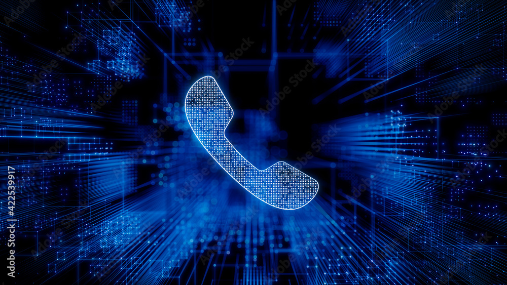 Communication Technology Concept with phone symbol against a Futuristic ...