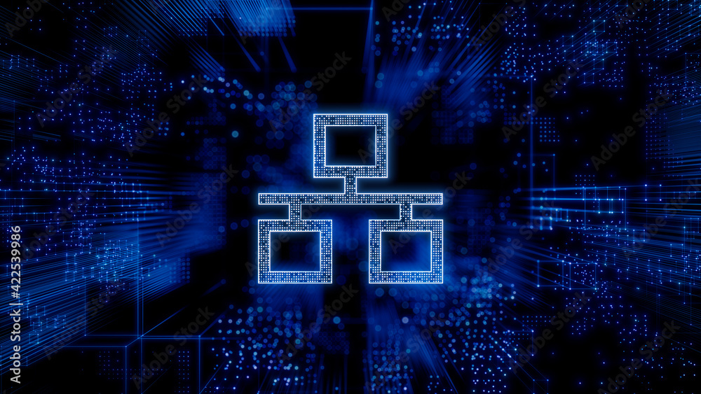 Network Technology Concept with ethernet symbol against a Futuristic ...