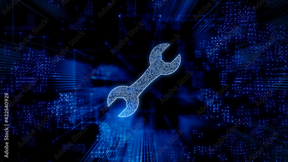 Configure Technology Concept with tool symbol against a Futuristic ...