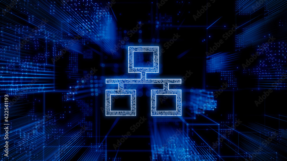 Network Technology Concept with ethernet symbol against a Futuristic ...