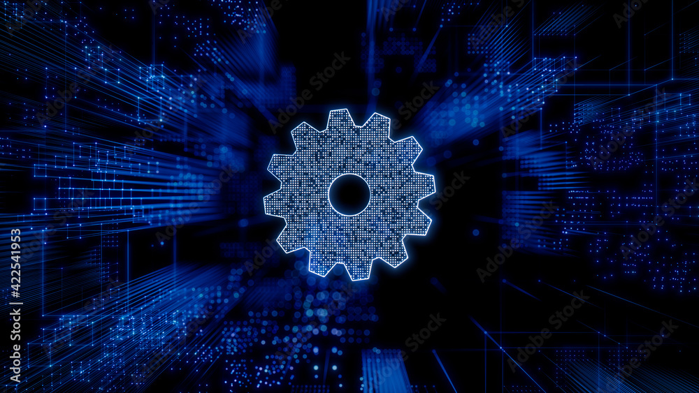 Configure Technology Concept with cog symbol against a Futuristic, Blue ...