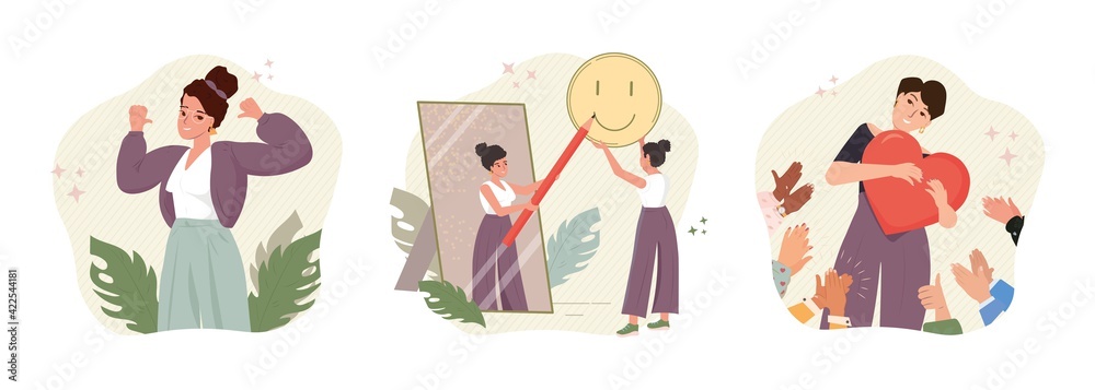 Vecteur Stock Self pride, self-acceptance, positive self-image and ...