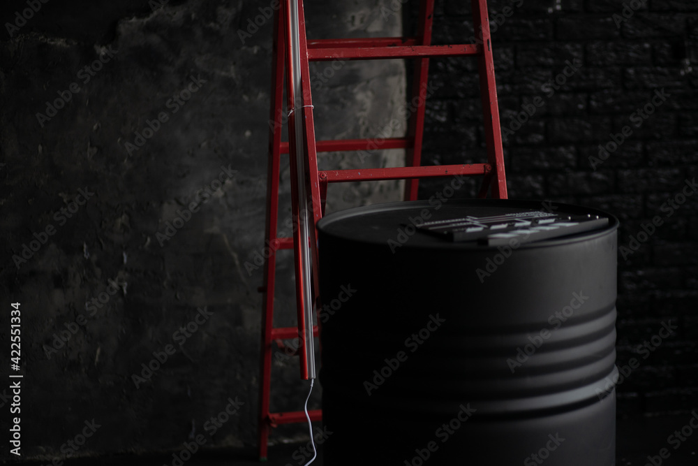 isolated, white, black, red, wall, old, business, construction, boat ...