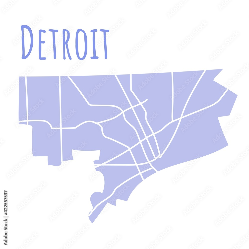 Detroit map silhouette administrative division, vector map isolated on ...
