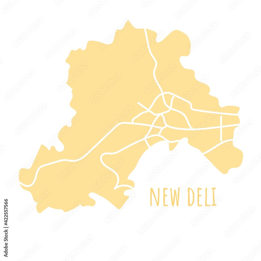 new deli map silhouette administrative division, vector map isolated on ...