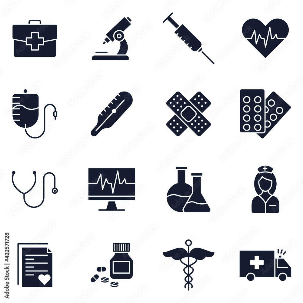 Set of Medicine and Health icon. Medical Assistance pack symbol ...