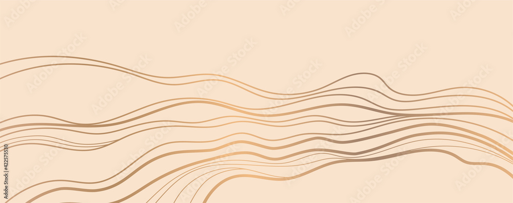 Golden curve line on sandy color background. Stock Vector | Adobe Stock